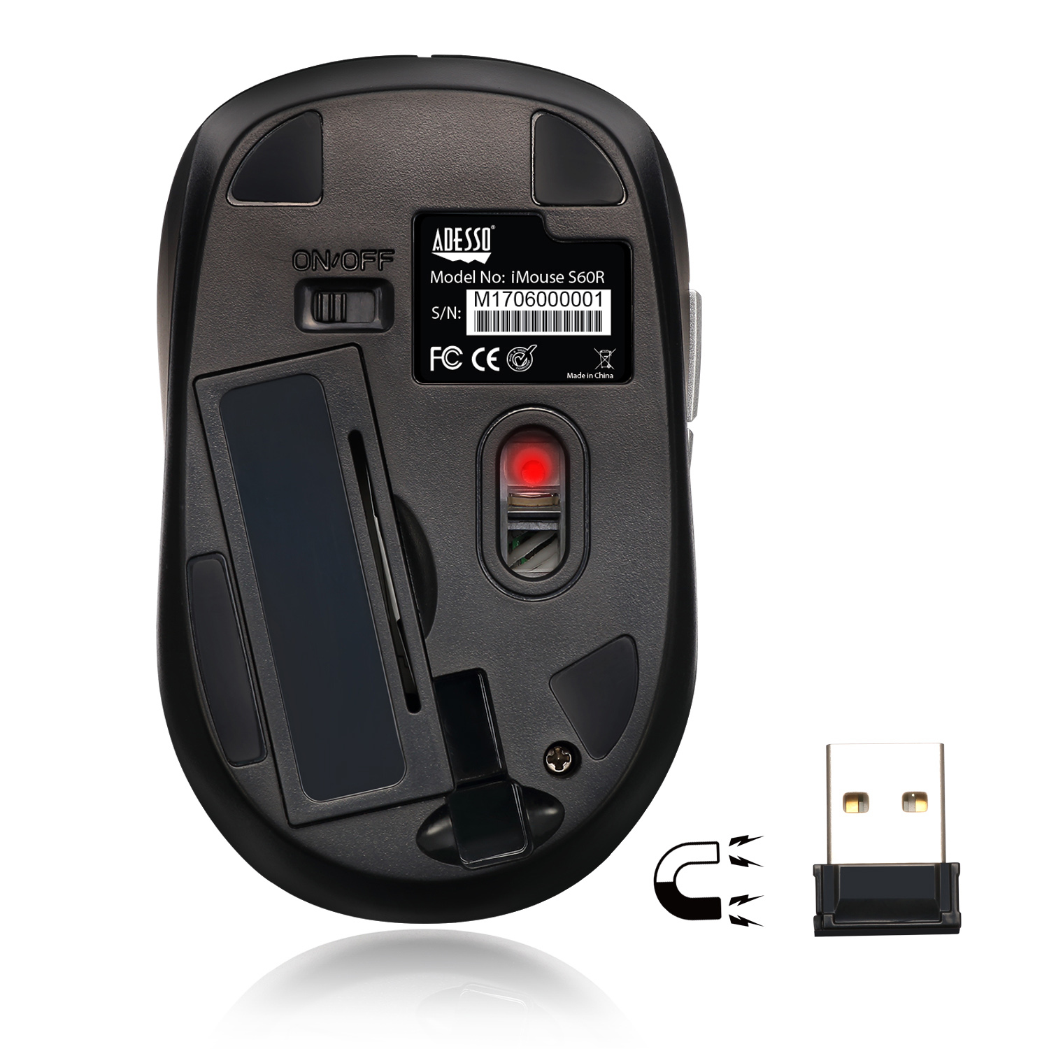 Adesso Wireless 5 buttons 4 way scroll programable mini mouse (Red ...