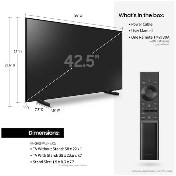 Samsung 43" AU8000 Black Crystal UHD 4K Smart TV - UN43AU8000FXZA