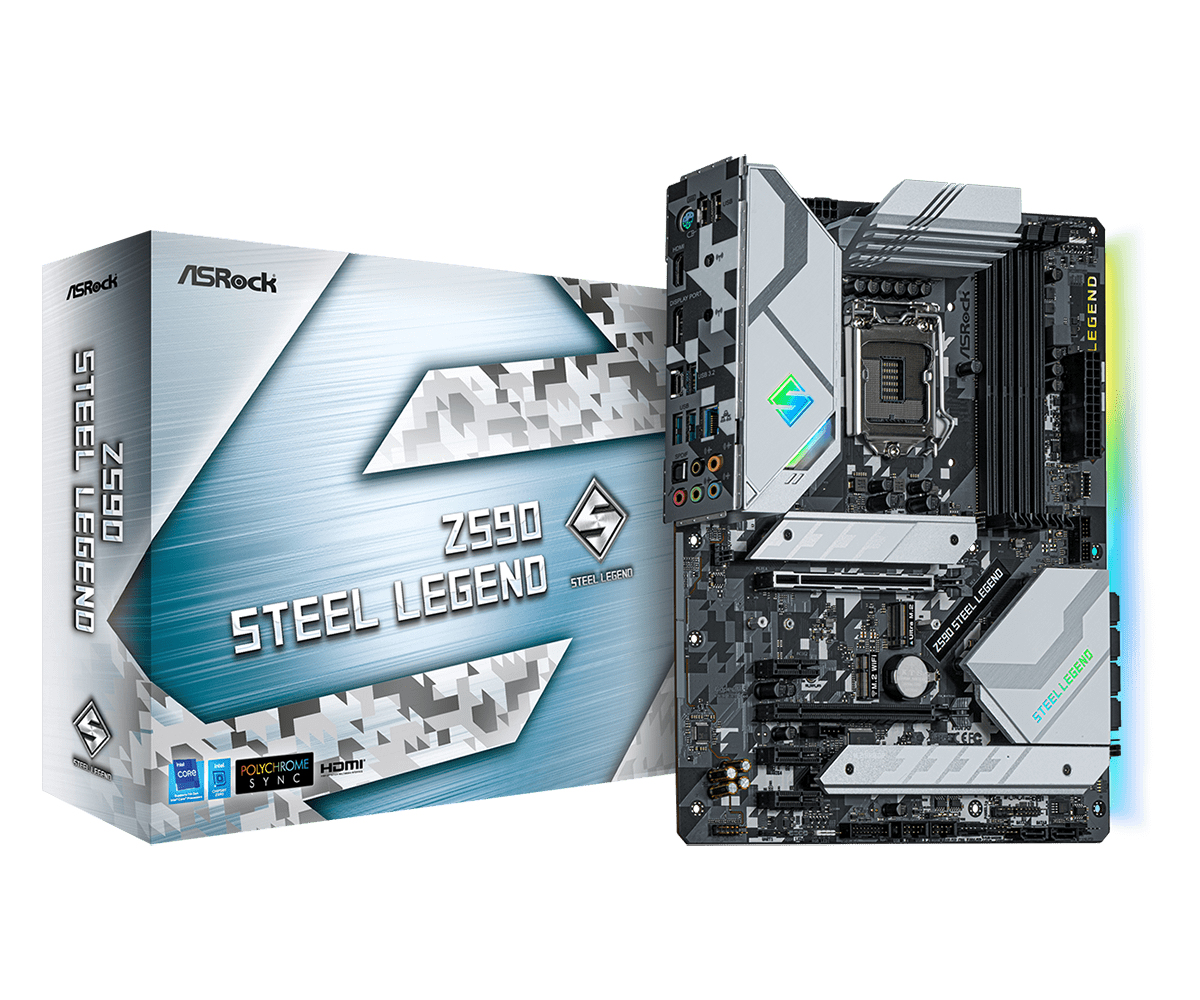 ASRock Z590 STEEL LEGEND *[FCLGA1200]* ATX Motherboard : 1 x DDR4 Slot ...