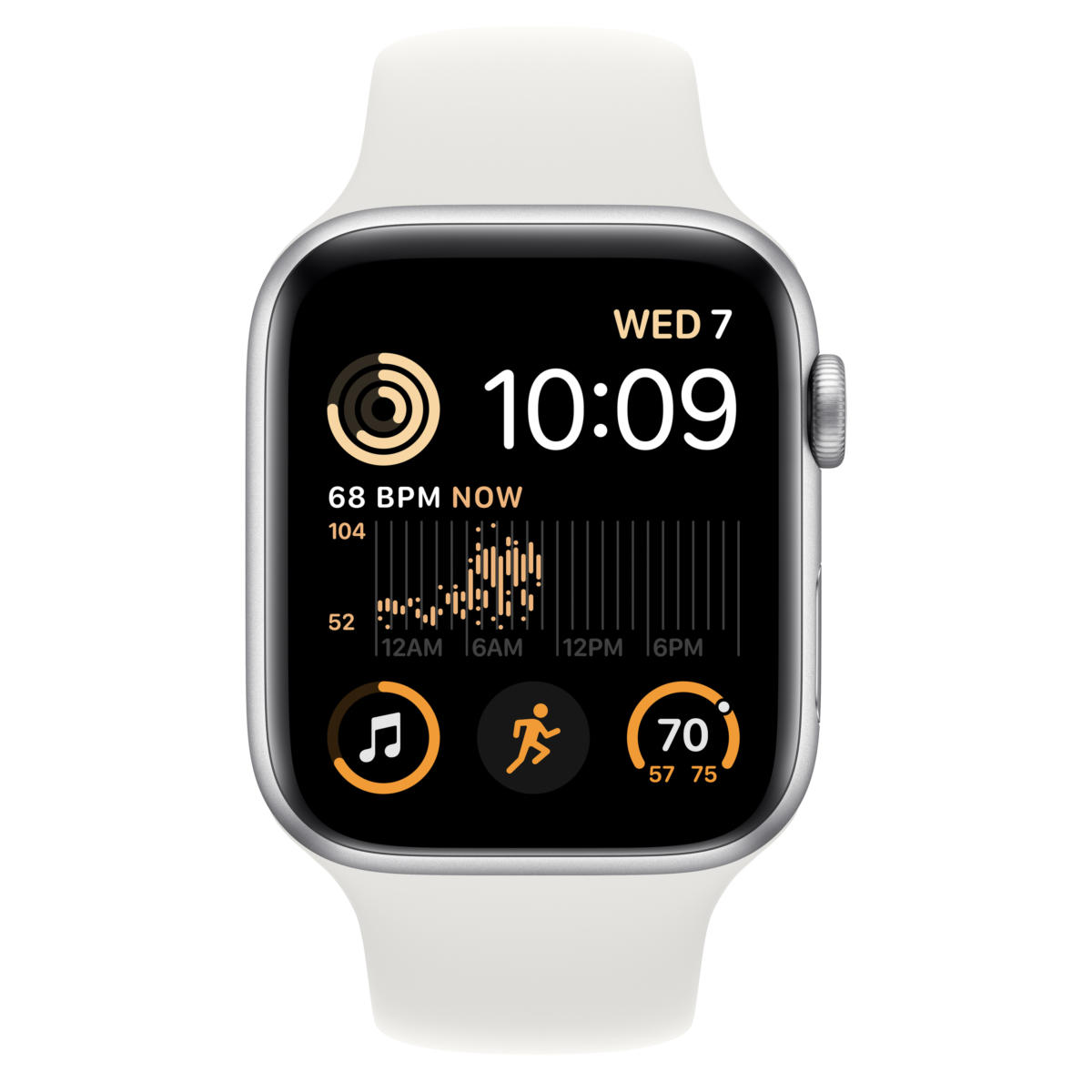 Apple Watch SE (2nd Gen) 44mm Silver Aluminum Case w/White Sport Band ...