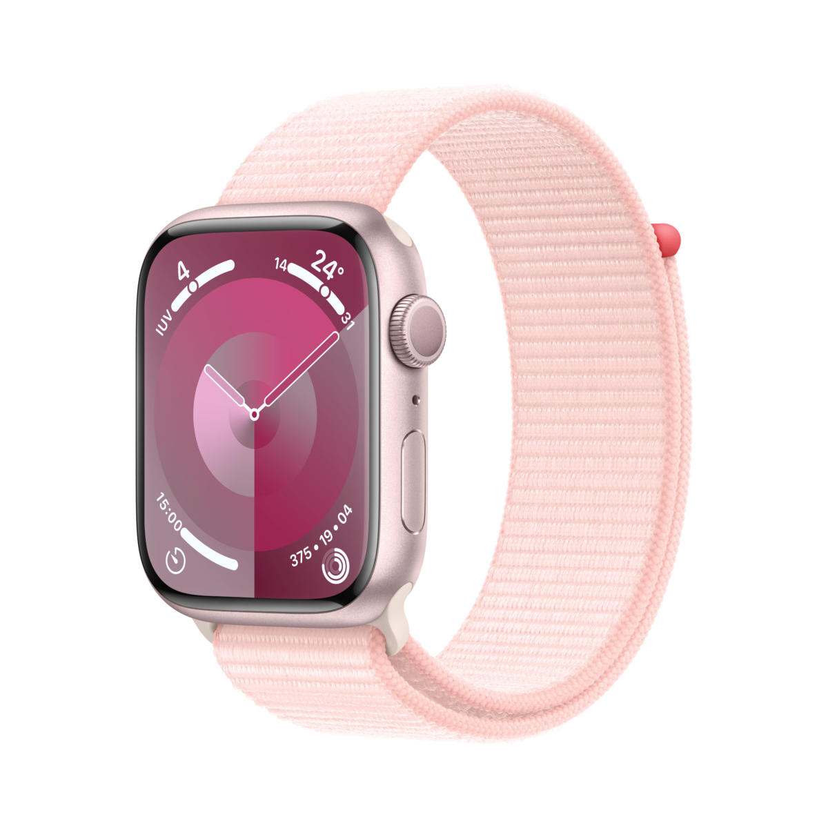 Apple Watch Series 9 45mm Pink Aluminum Case with Light Pink Sport Loop ...