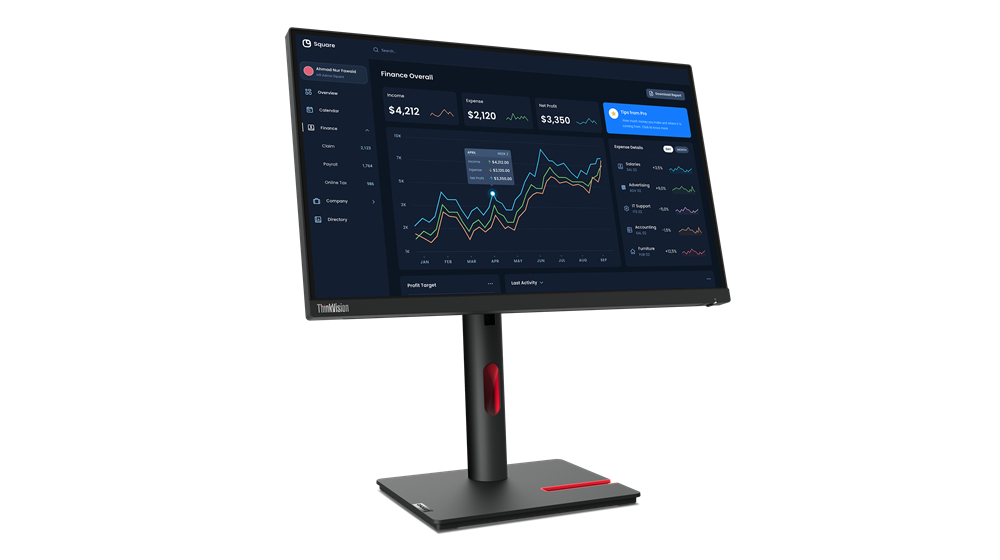 Lenovo ThinkVision T23i-30 23" (1920x1080) 4ms RAVEN BLACK Monitor ...