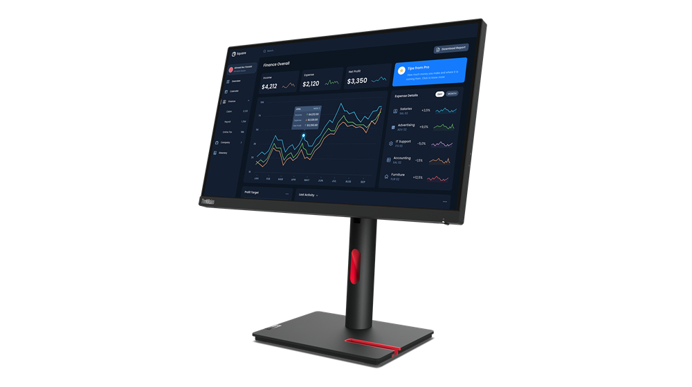Lenovo ThinkVision T23i-30 23" (1920x1080) 4ms RAVEN BLACK Monitor ...