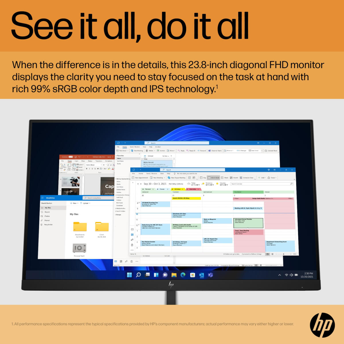 HP E24 G5 Monitor 24" (1920x1080) IPS 5ms (GtG) 250cd/m² 1000:1 1xDP (1 ...